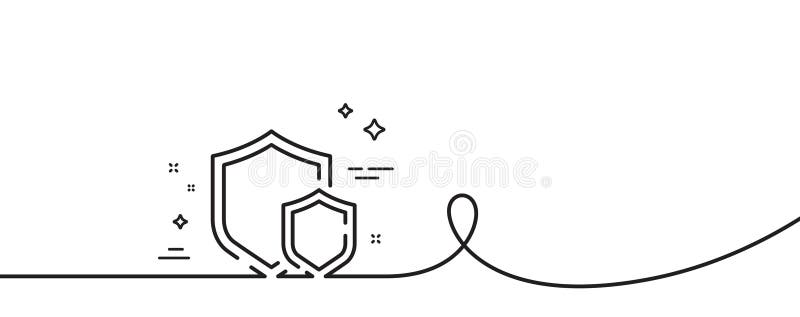 Shields Line Icon. Privacy Secure Sign. Continuous Line with Curl. Vector Stock Vector ...