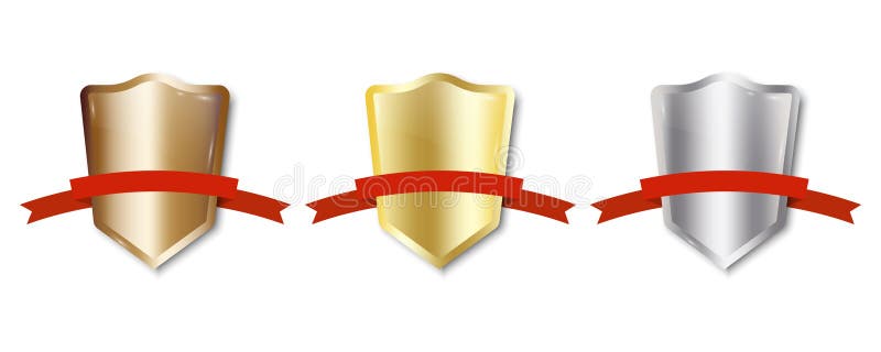 Shields with Red Ribbons. Shield Icon Vector. Elegant Decoration Stock ...