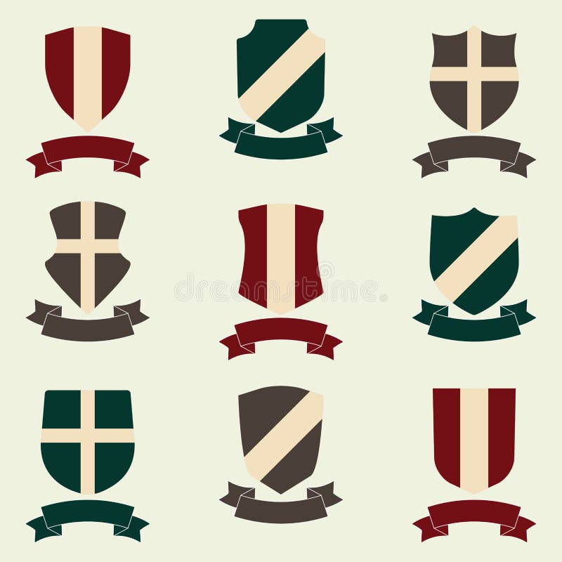 Shields with Ribbon Icon Set. Different Shield Shapes Collection ... Shields with Ribbon Icon Set. Different Shield Shapes Collection ...