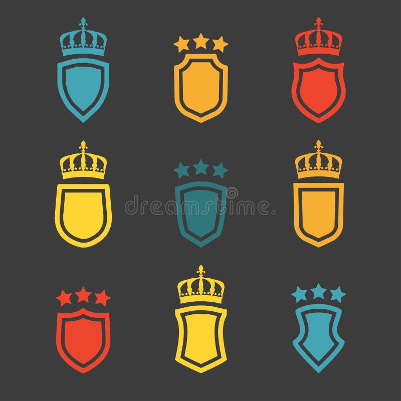 Set of 16 Shield Shapes with Different Colors Stock Vector ...
