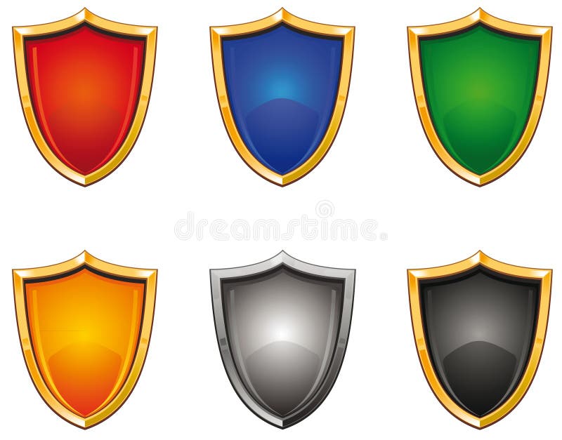 Shiny Shields in Different Colors Stock Vector - Illustration of ...