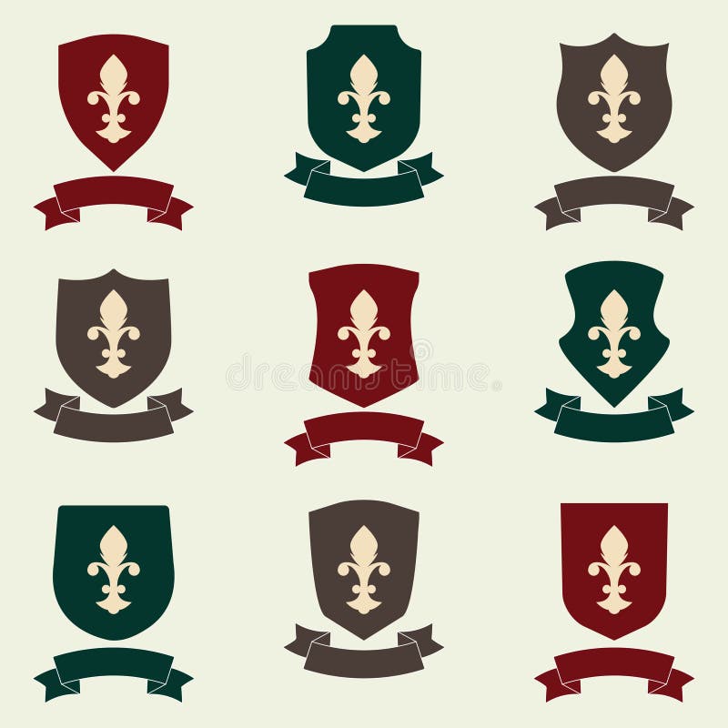 Shields with Ribbon Icon Set. Different Shield Shapes Collection ... Shields with Ribbon Icon Set. Different Shield Shapes Collection ...
