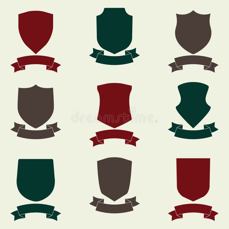Shields with Ribbon Icon Set. Different Shield Shapes Collection ... Shields with Ribbon Icon Set. Different Shield Shapes Collection ...