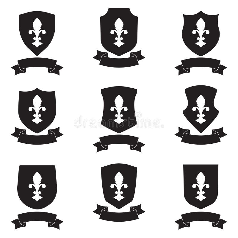 Shields with Ribbon Icon Set. Different Shield Shapes Collection ...