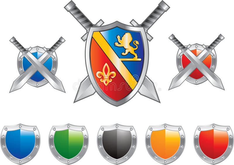 Shields and Stylish Ribbon Set. Different Black Shield Shapes ...