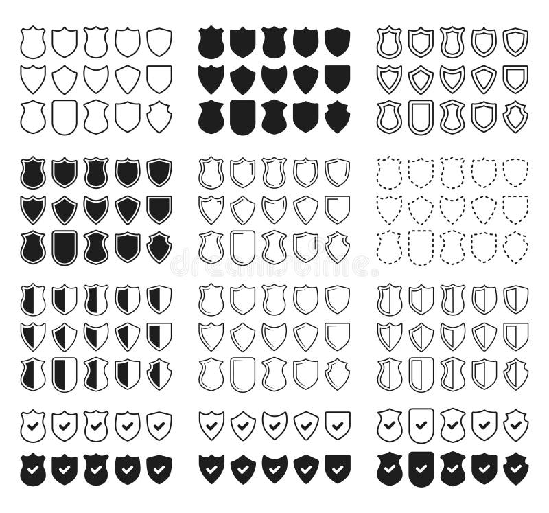 Shields Vector Set. Big Set of Protective Shields in Different Styles ...