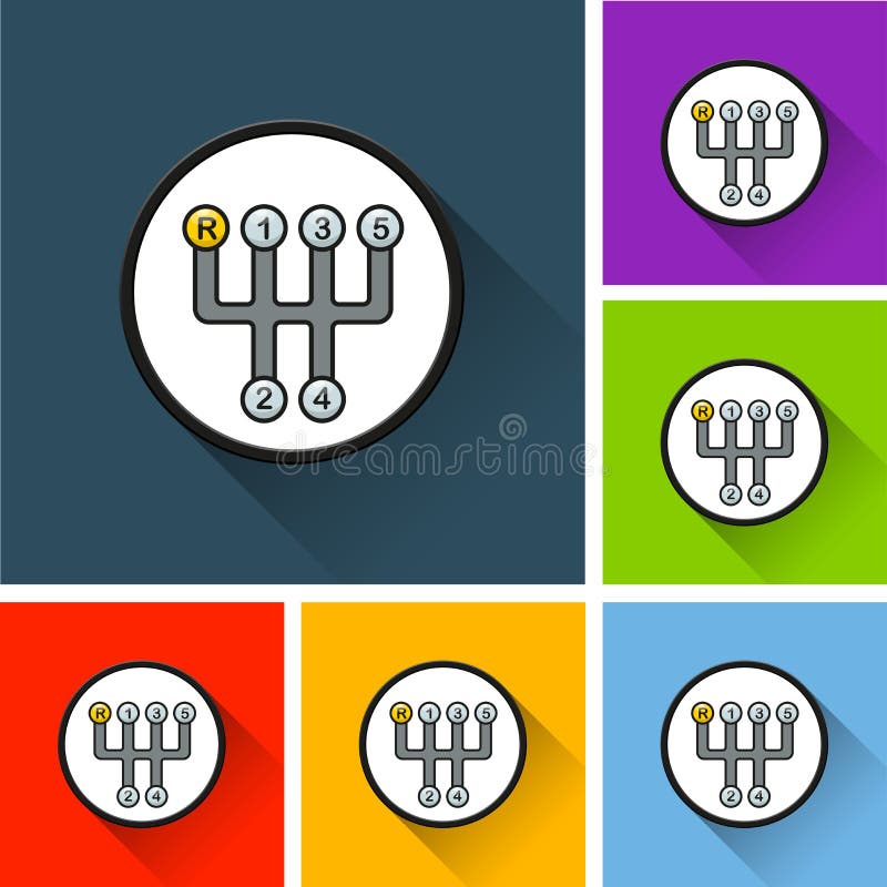 Shift Box Icons with Long Shadow Stock Vector - Illustration of gear ...