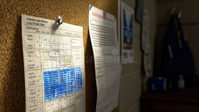 Shift Schedule and Access Map Displayed on Corkboard in Modular Camp ...