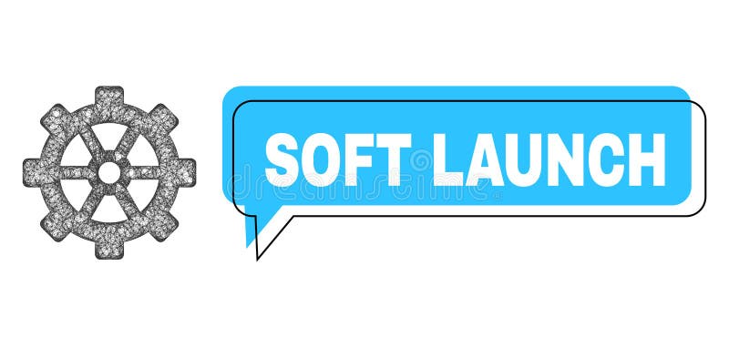 Shifted Soft Launch Message Cloud and Hatched Gear Icon Stock Vector ...