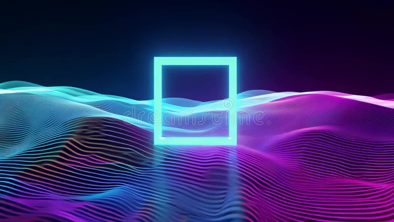 Shifting Neon Squares Over an Abstract 3D Wave Surface Create a ...