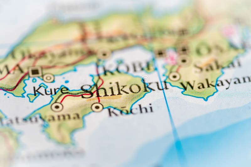 Shikoku, Japan Highlighted on a World Map Stock Photo - Image of ...