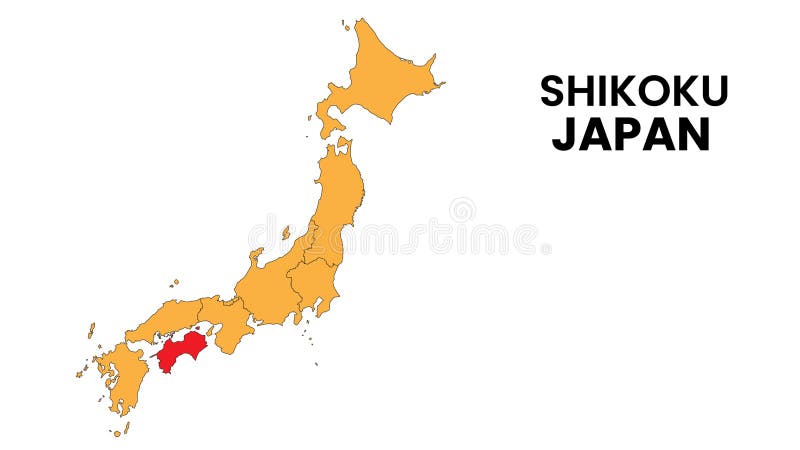 Shikoku Map in Japan. Vector Map of Japan. Map of the Provinces of ...