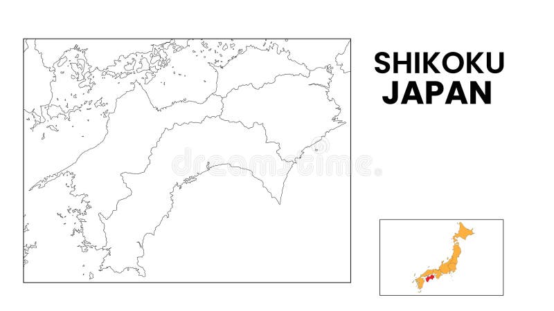 Shikoku Map. Outline State Map of Shikoku. Political Map of Shikoku ...