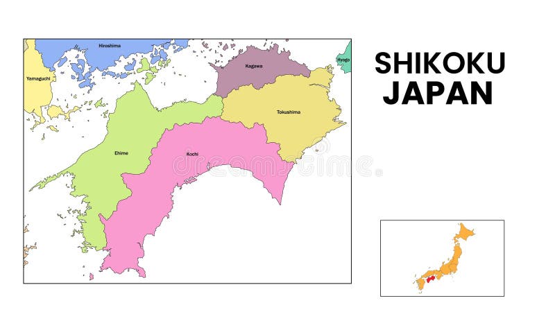 Shikoku Map. State and District Map of Shikoku Stock Vector ...