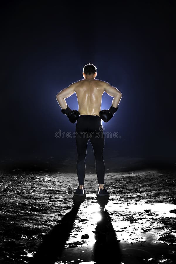 Shiloutte of a Boxer in a Cave Stock Image - Image of back, heavy ...