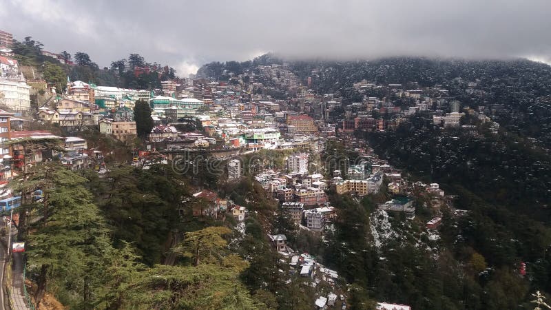 Shimla in Snowfall stock image. Image of ridge, view - 166713375