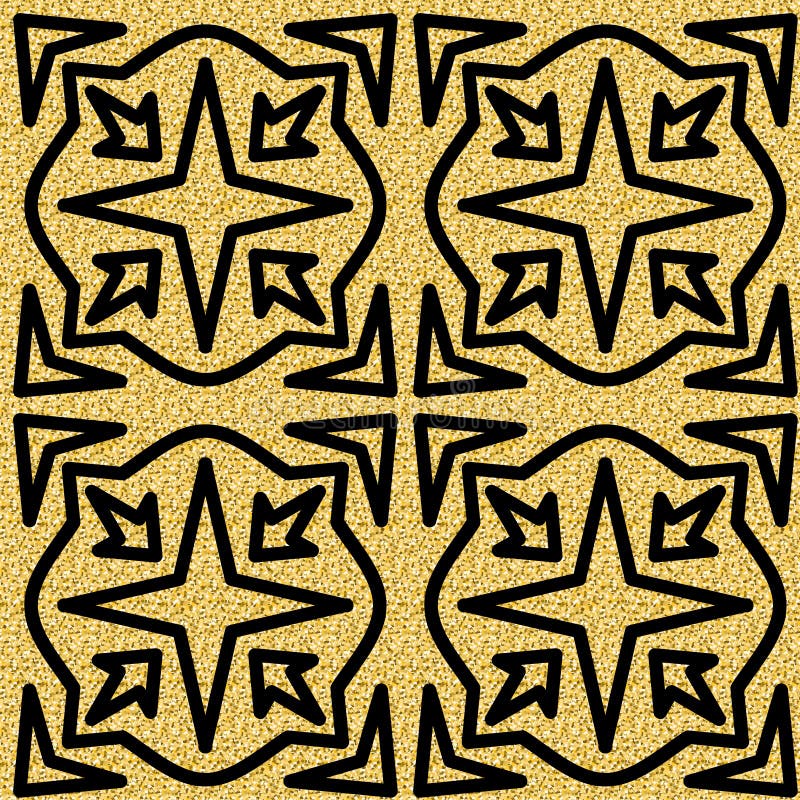 Shimmer Seamless Pattern in Arabic Style, Black Gold Arabesque Ornate ...