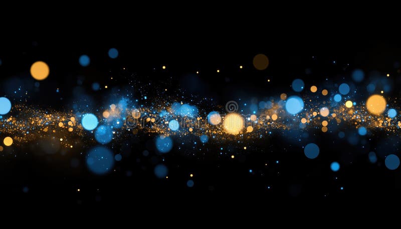 Shimmering Black, Blue, and Gold Lights in Abstract Form with De ...