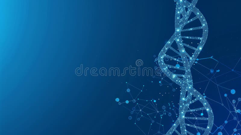 Shimmering Blue DNA Structure on Dark Background. Concept of ...