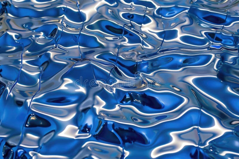 Abstract Blue Liquid Swirls Reflective Glossy Surface Stock Photos ...