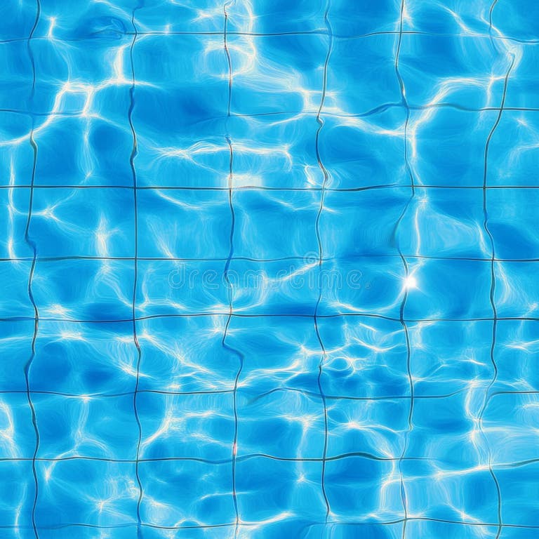 Shimmering Blue Pool Water with Grid Pattern Reflecting Sunlight ...