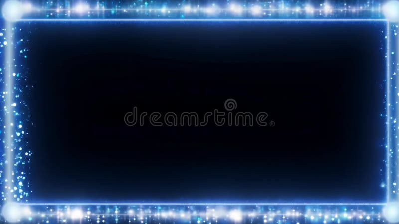 Shimmering Blue Rectangular Frame with Glowing Light Effect and ...