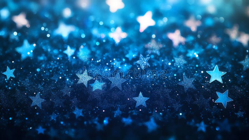 Shimmering Blue Starry Background with Glitter Sparkles Stock ...