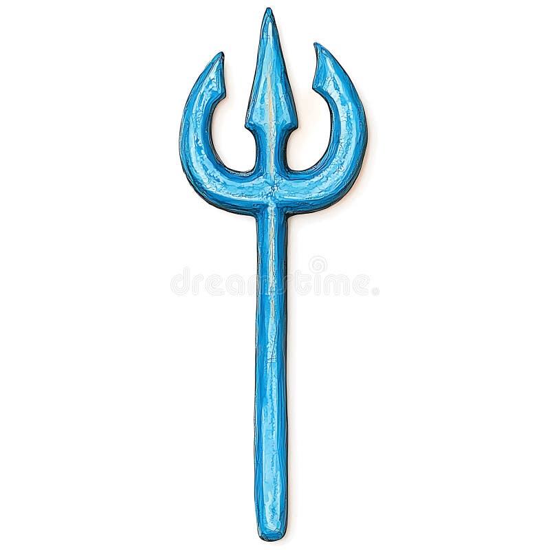 Stylized Trident on Blue Decoration Isolated Stock Vector ...
