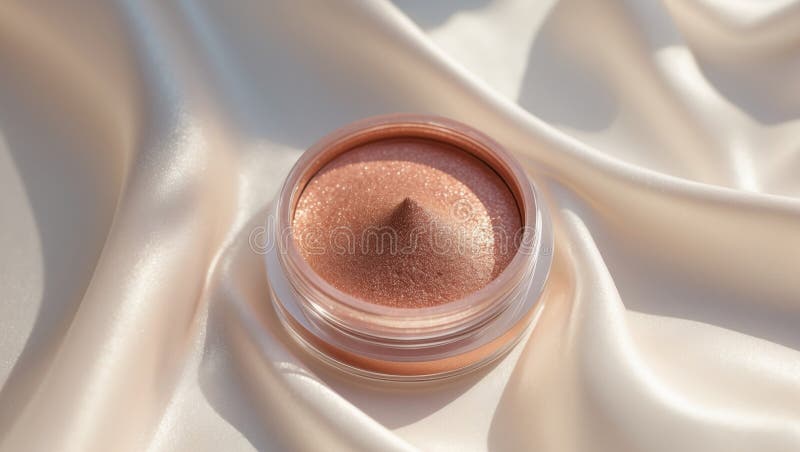 Shimmering Bronze Cosmetic Powder on Light Background for Makeup Use ...