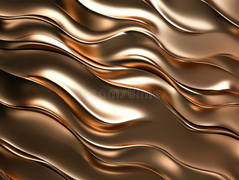 Shimmering, Bronze Metallic Waves in Abstract, Fluid Design Stock Illustration - Illustration of ...