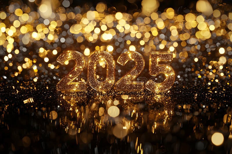 Shimmering 2025 Celebration Numbers Stock Illustration - Illustration ...