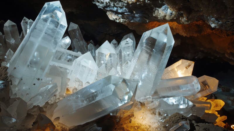 Shimmering Crystal Cave Formation Close-Up Stock Photo - Image of ...
