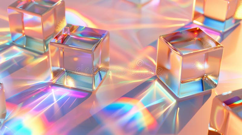 Shimmering Crystal Cubes on Luminous Pastel Background Stock Image ...