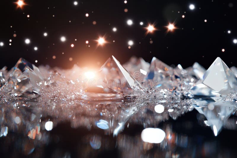 Shimmering Crystals Reflect Light in a Captivating Display on a Dark ...