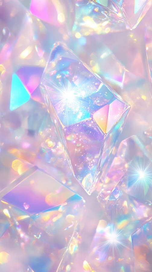 Shimmering Crystals Reflecting Light in a Colorful, Iridescent Display ...