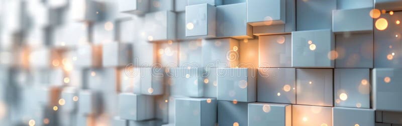 Shimmering Cube Wall - Abstract Geometric Texture with Glowing Lights ...