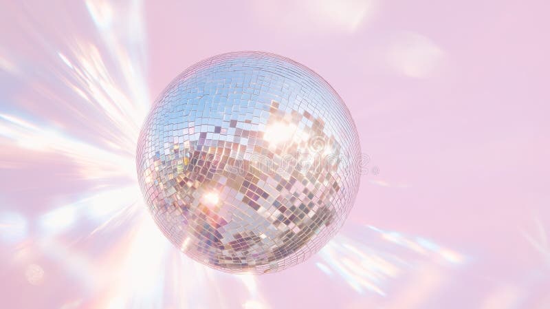 Shimmering Disco Ball with Vibrant Retro Light Burst Stock Image ...