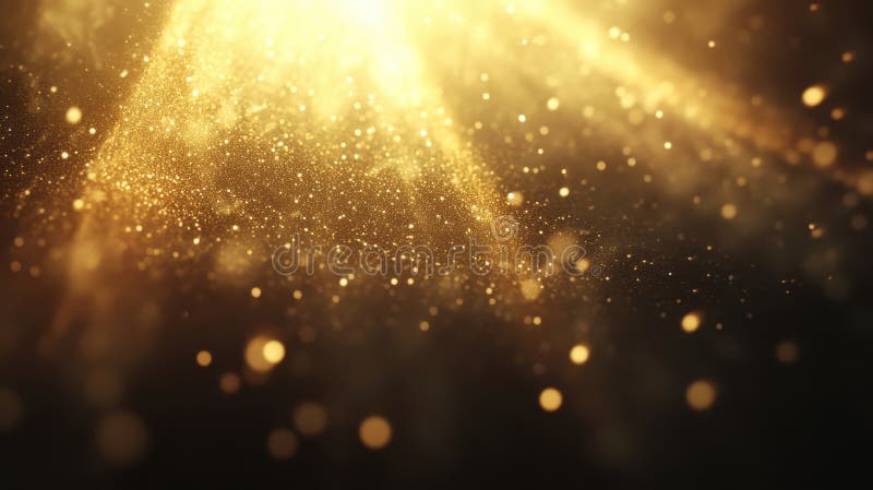A Shimmering Display of Golden Particles and Light Rays Creating a ...