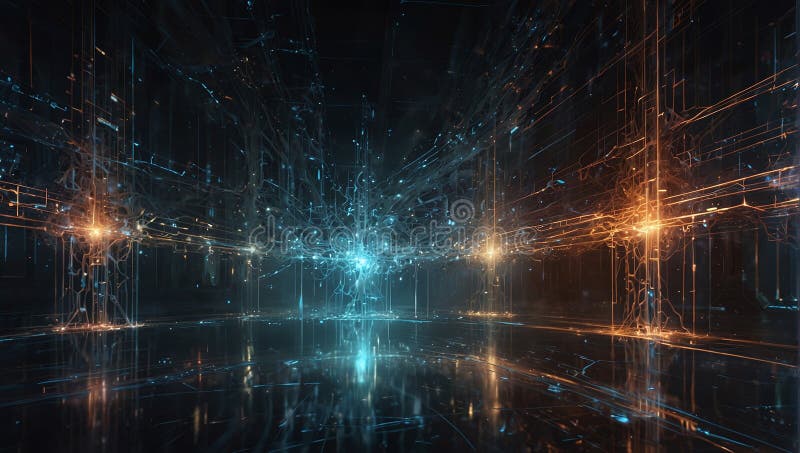 Shimmering Ethereal Neural Network Glows with Light, Complex ...