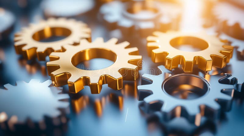Shimmering Gears Interlock Beautifully, Representing the Power of ...