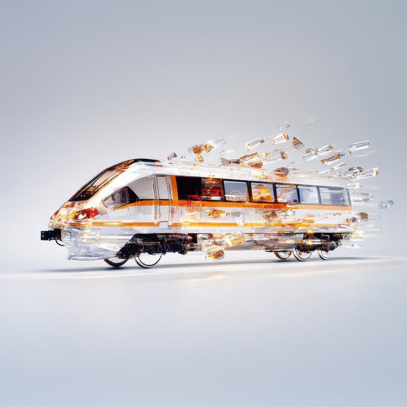 Shimmering Glass Train Model in Motion Stock Illustration ...