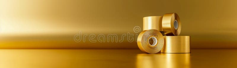 Shimmering Gold Background with Elegant Metallic Rolls and Luxurious ...