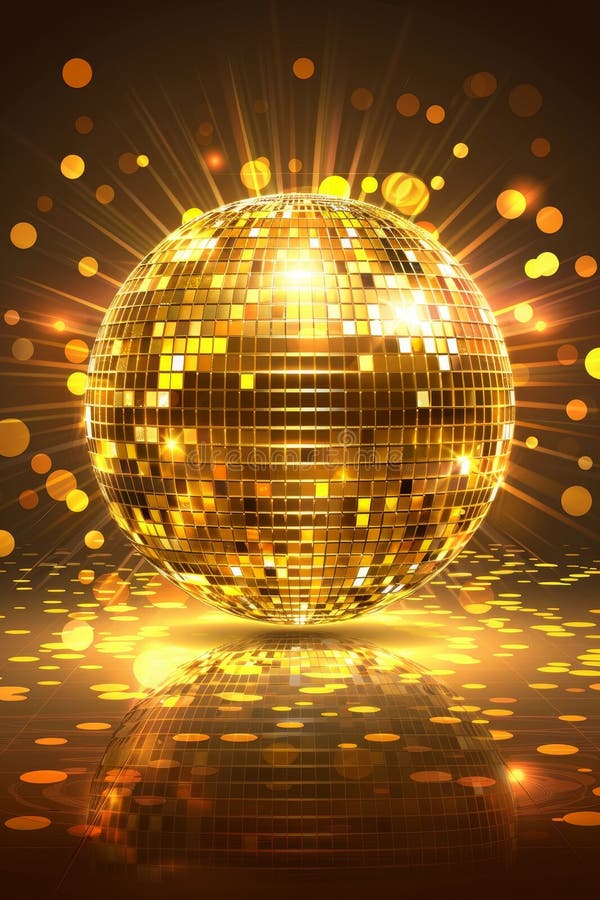 Shimmering Gold Disco Ball with Lights on Radiant Abstract Backdrop for ...