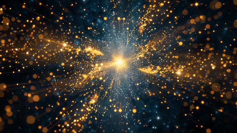 Shimmering Gold Explosion with Starry Background. Visual Representation ...