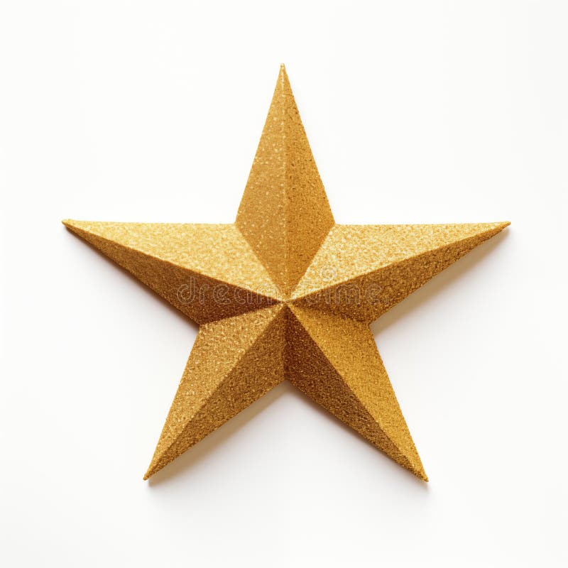 Shimmering Gold Five-point Star Decoration on a White Background for ...
