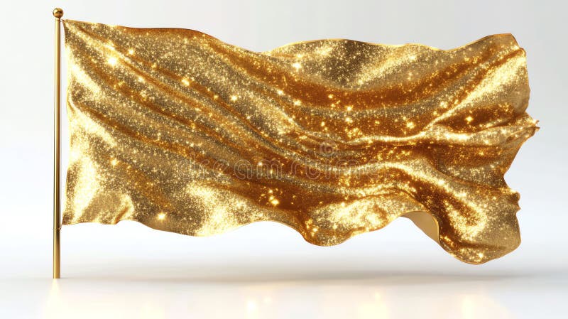 A Shimmering Gold Flag Waving Beautifully, Capturing Elegance and ...