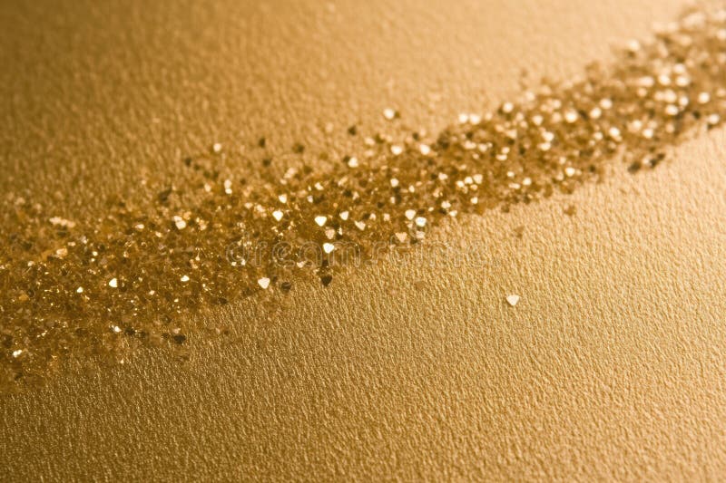 Shimmering Gold Glitter Dust Scattered on a Reflective Gold Surface ...