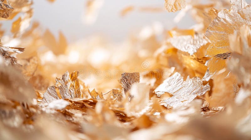 Shimmering Gold Leaf Flakes Scattered Beautifully on a Soft Surface ...