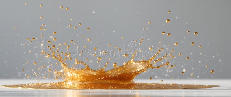 Shimmering Gold Liquid Splashing on a White Surface. Stock Photo ...