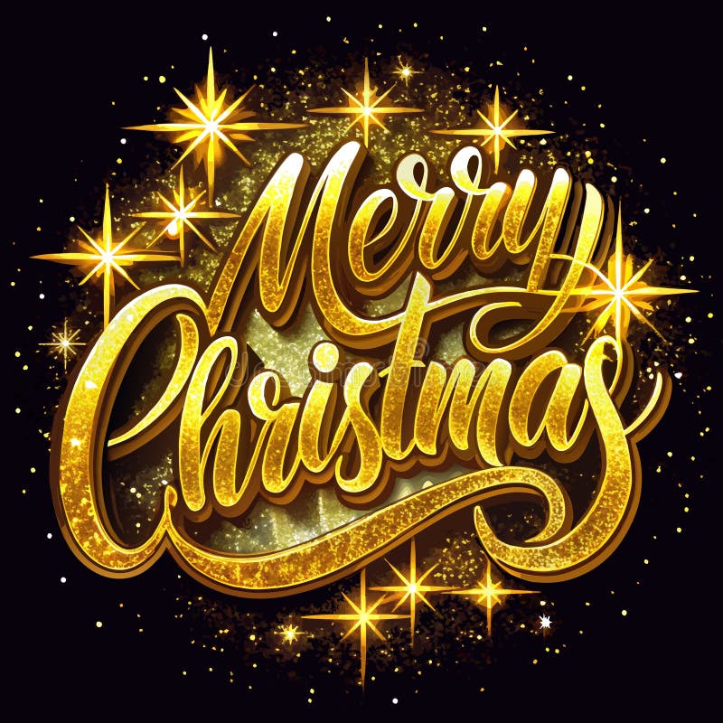 Shimmering Gold Merry Christmas Message on Sparkling Backdrop Animation ...